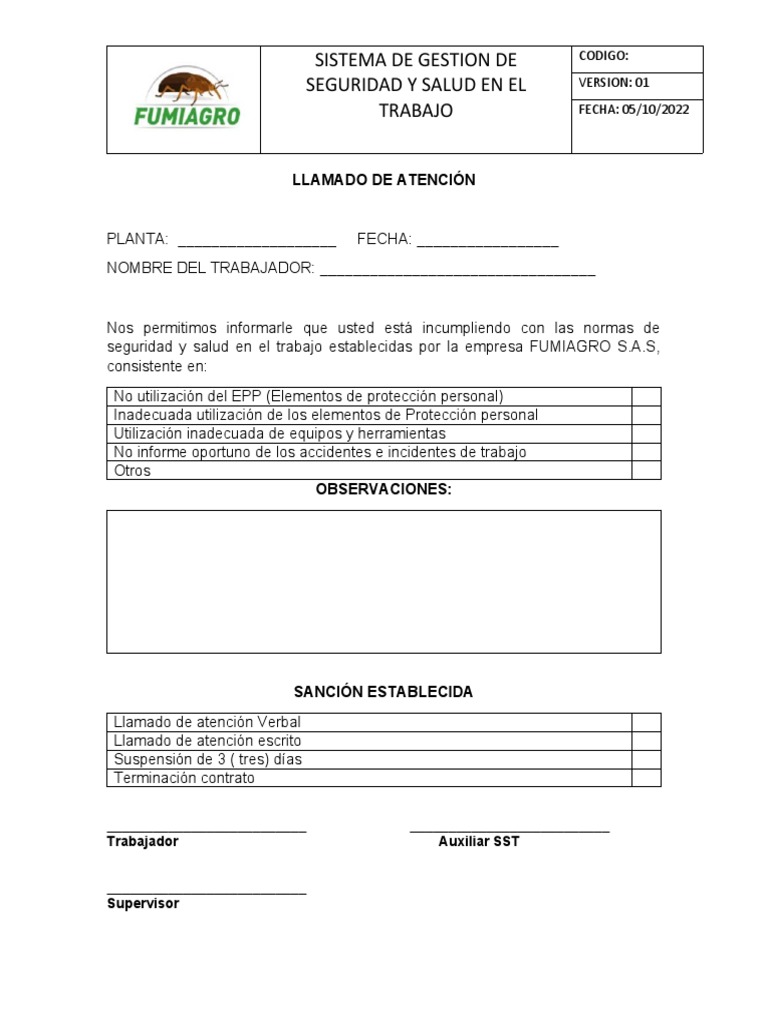 Llamado de Atencion | PDF