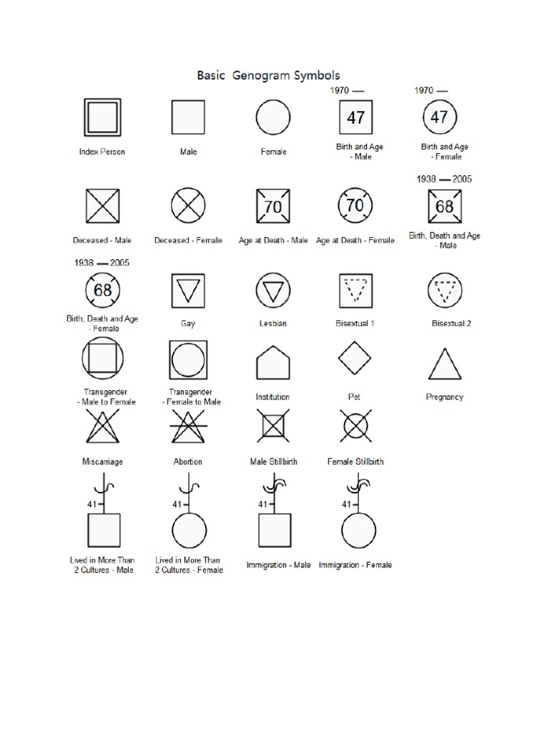 Basic Genogram Symbols | PDF