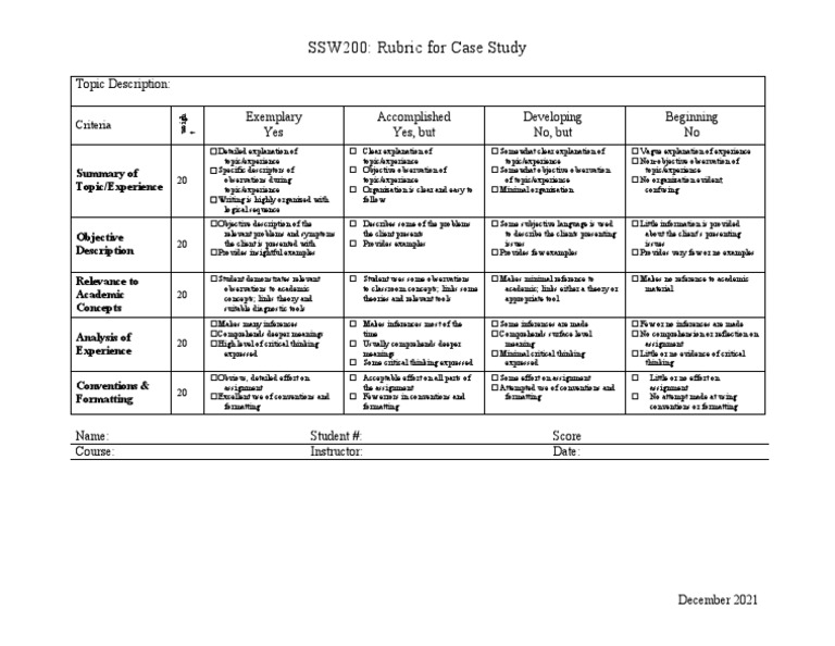 Case Study Rubric | Download Free PDF | Experience | Thought