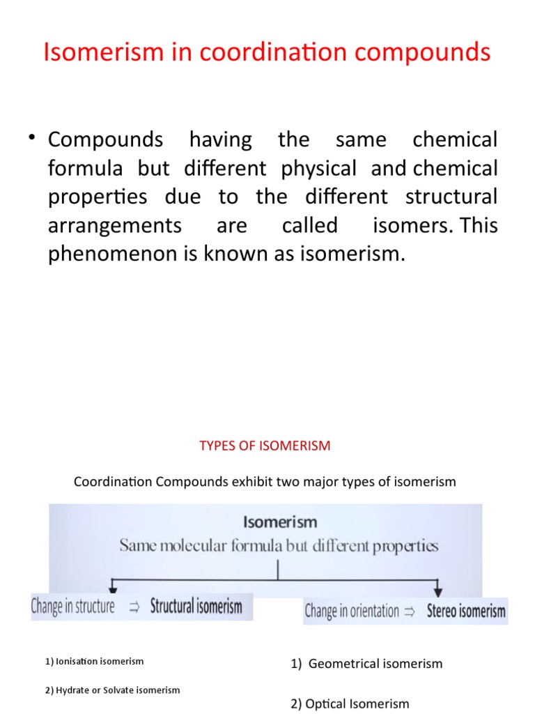Isomerism in Coordination Compounds | PDF