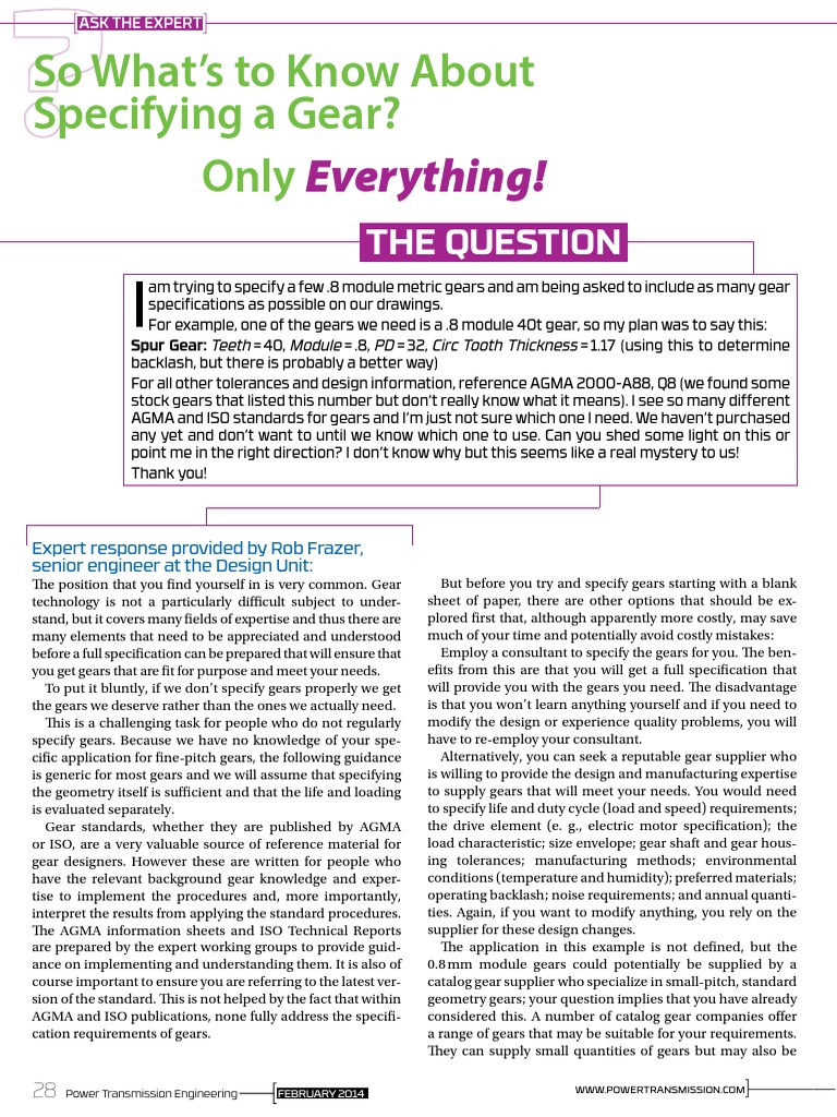 Gear Specifying | PDF | Gear | Engineering Tolerance