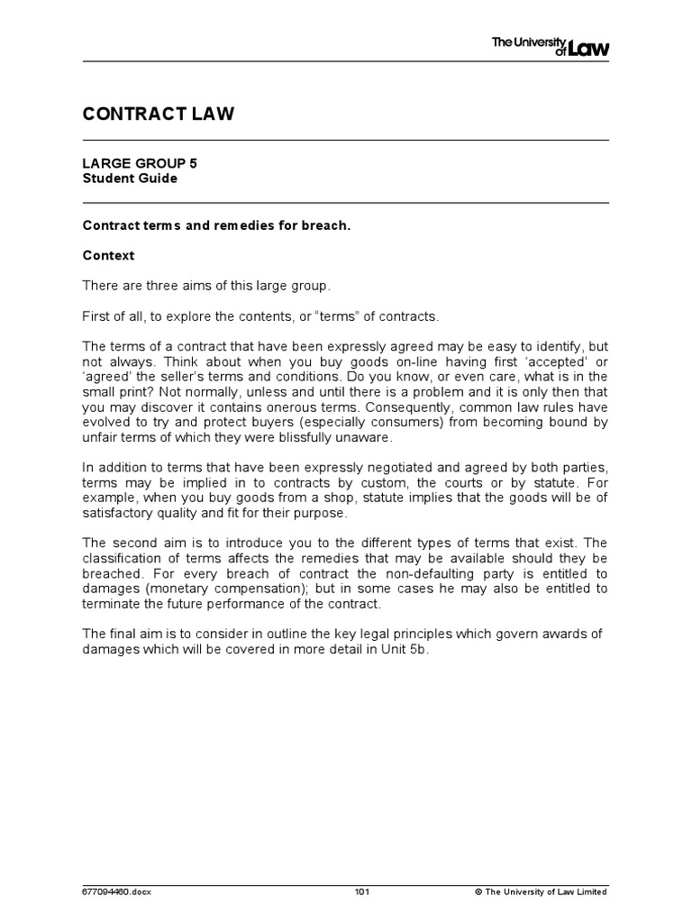 2223 Cont Lg05 Ce01 Student Guide | PDF | Contractual Term | Private Law