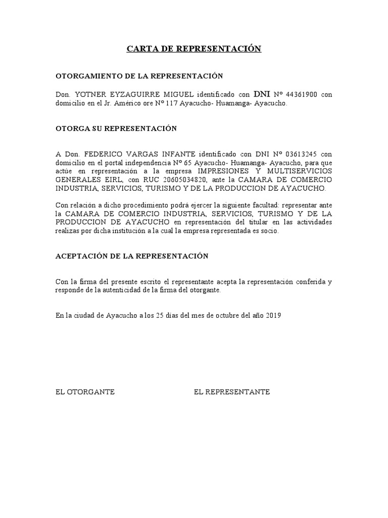 Carta de Representacion | PDF