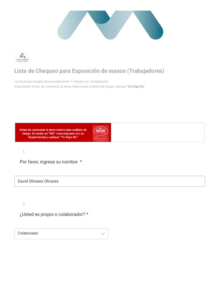 Lista de Chequeo para Exposición de Manos (Trabajadores) | PDF | Guante