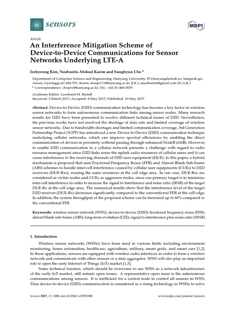 An Interference Mitigation Scheme Of Device To Dev Pdf Cellular