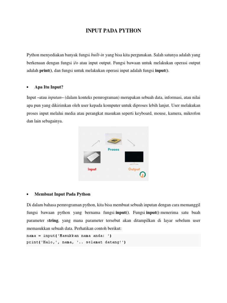 Input Dan Kondisi | PDF