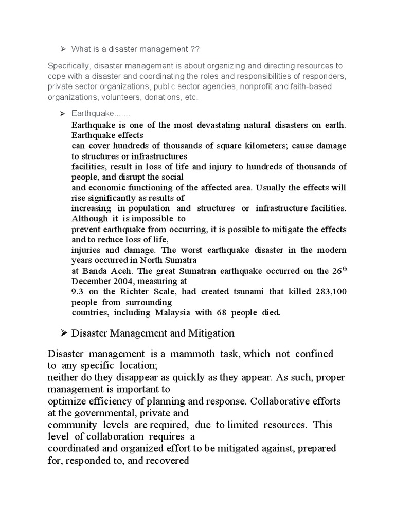Disaster Management | PDF | Emergency Management | Earthquakes
