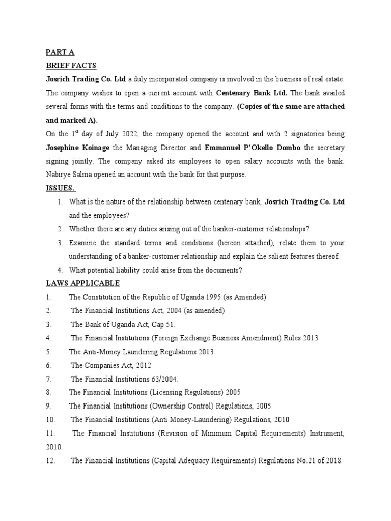 Firm C7 Workshop One (Banking) | PDF | Law Of Agency | Banks