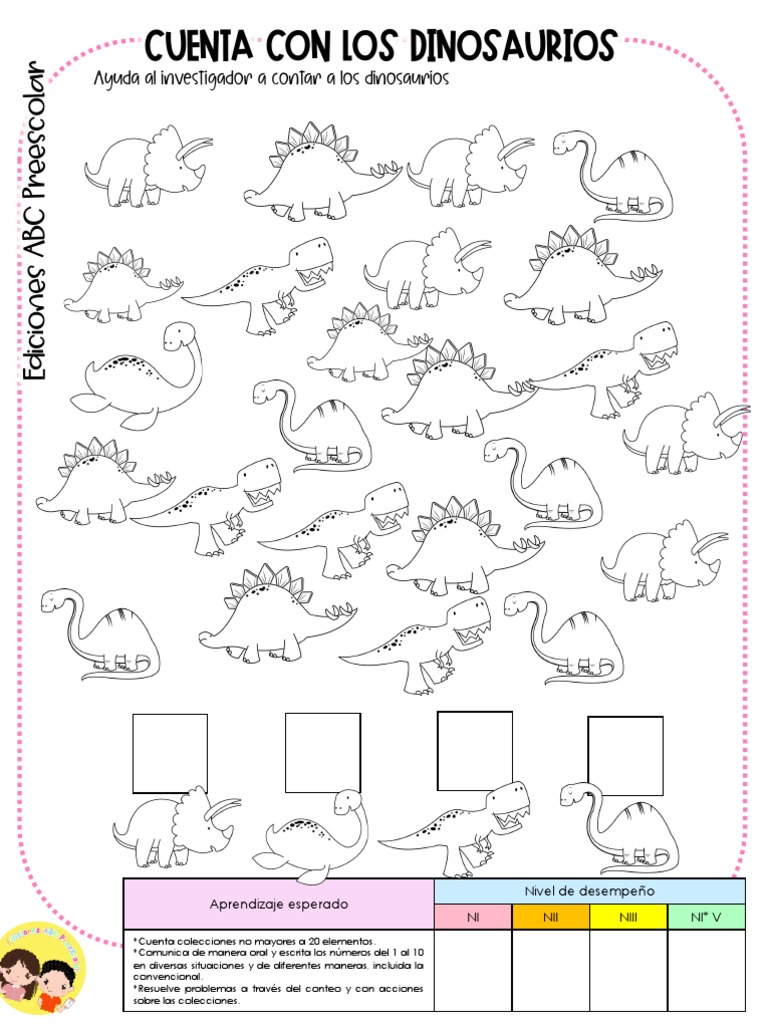 Conteo y Números con Dinosaurios | PDF | Educación de la primera ...