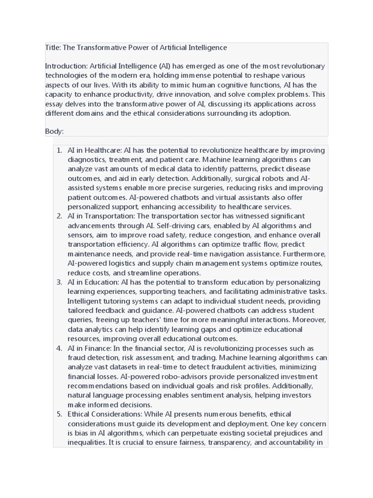 transformative power of AI | PDF | Artificial Intelligence ...