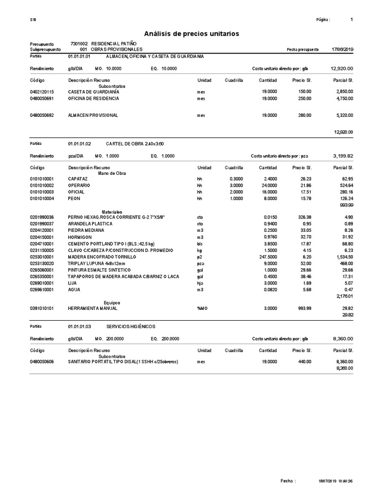 01 Apu Provisional | PDF | Materiales