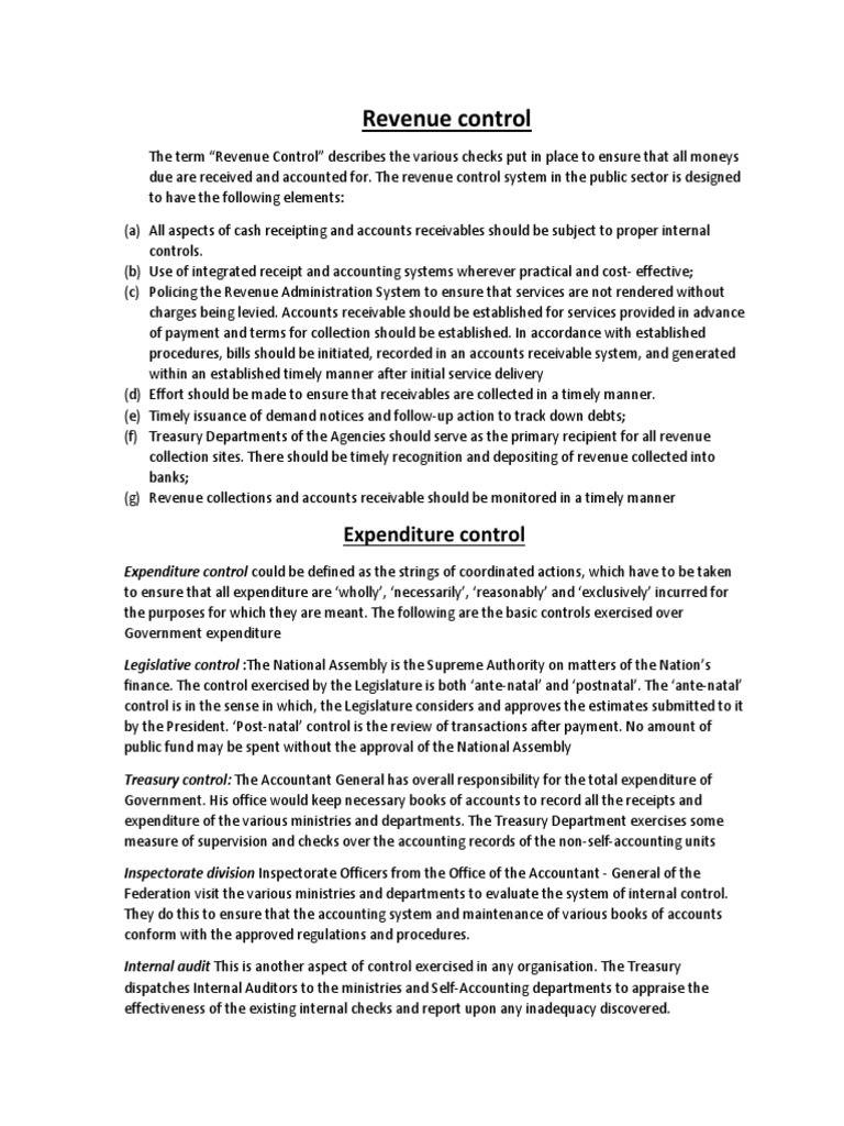 Revenue and Expenditure Controls | PDF | Revenue | United States ...