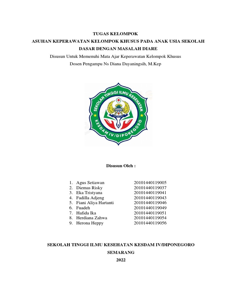 Tugas Kelompok 3 (Diare) Kep - Poksus | PDF | Sains & Matematika