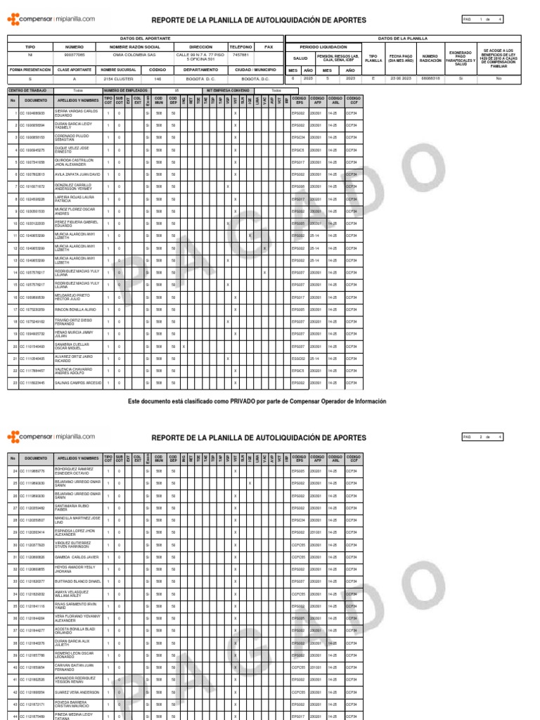Planilla Cluster Junio 2023 | PDF