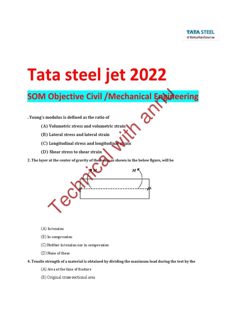 Civil &mechanical (Som) Ques | PDF | Deformation (Engineering) | Beam (Structure)