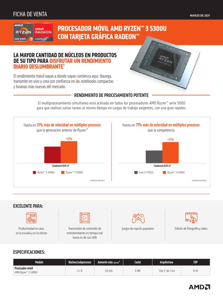 La - Ryzen 3 5300U - InfoSheet | PDF | Microprocesador | Hardware de la ...