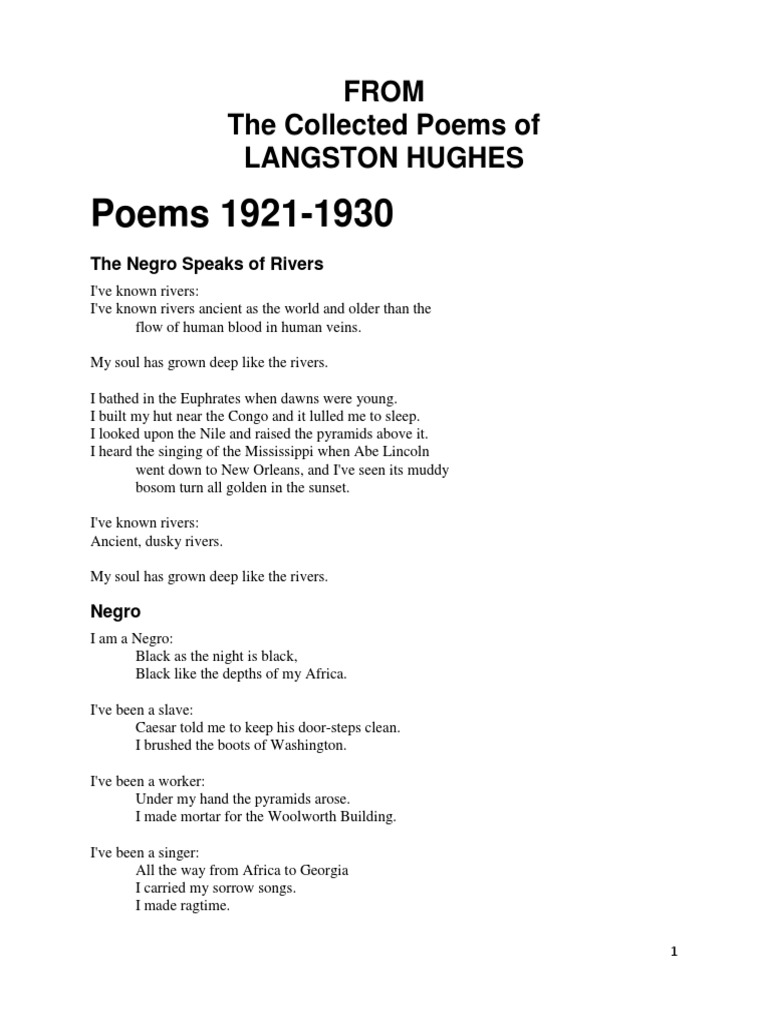Langston Hughes Poems | PDF