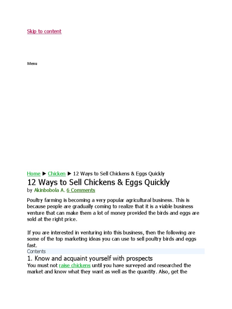Chick Market Ideas | PDF | Sales | Poultry
