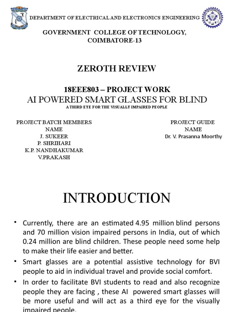 Smart Glasses-Zeroth Review | PDF | Visual Impairment | Visual Perception