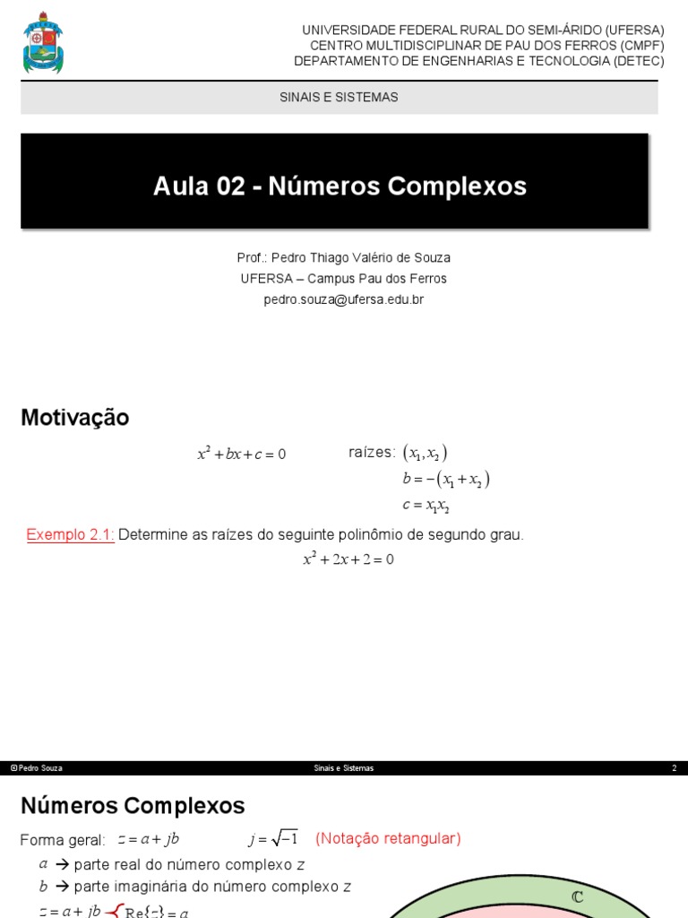 Aula 02 - Números Complexos | PDF | Número complexo | Álgebra