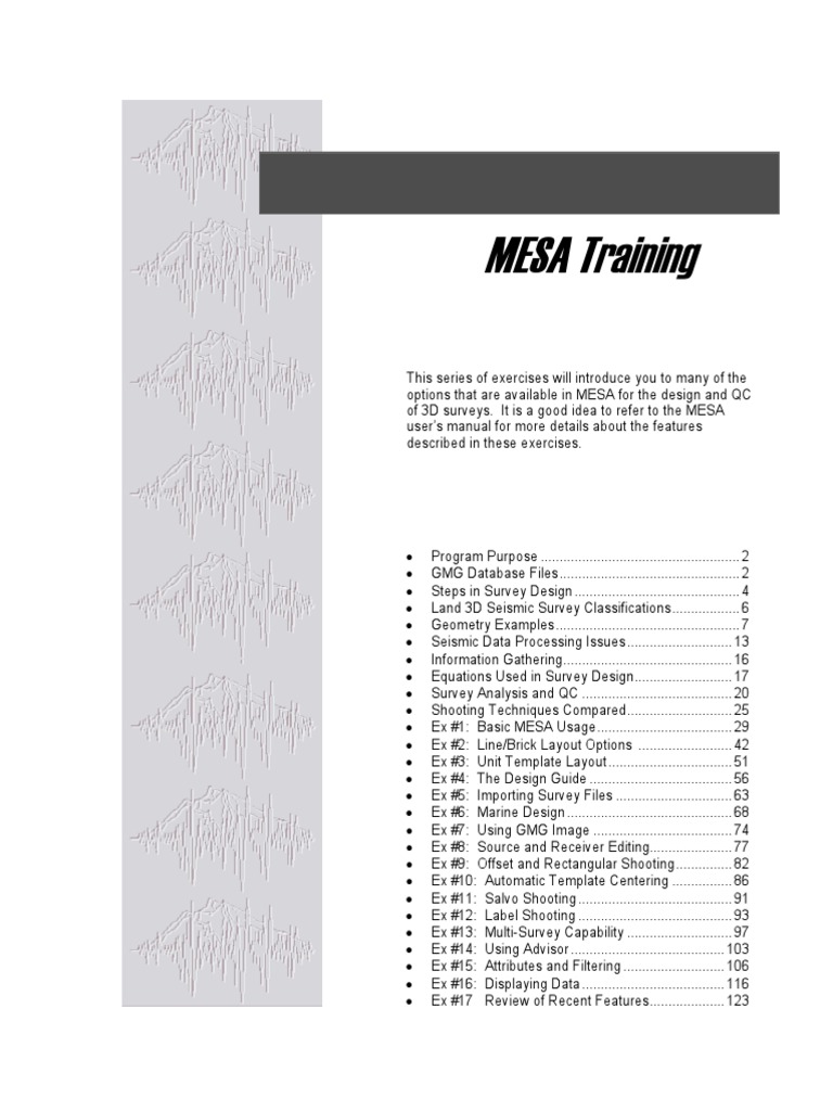 MESA Basic Training Manual - Compressed | PDF | Button (Computing) | Reflection Seismology