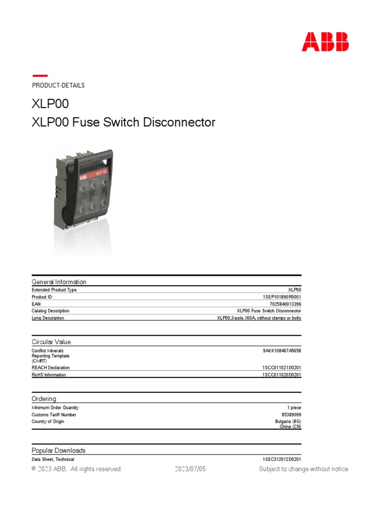 1SEP101890R0001 xlp00 | PDF | Fuse (Electrical) | Switch