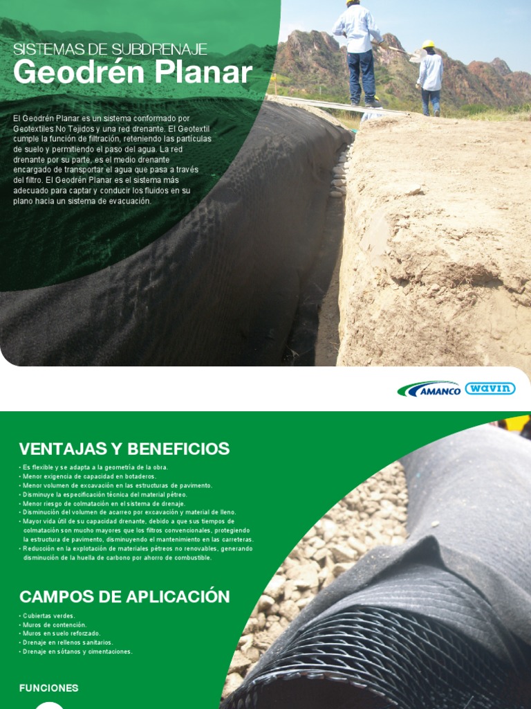 Ficha Técnica del Geodrén Planar | PDF