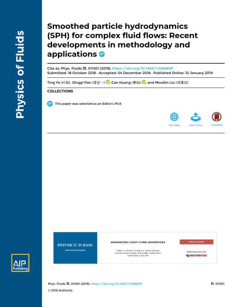 Smoothed Particle Hydrodynamics (SPH) For Complex Fluid Flows Recent Developments in Methodology ...