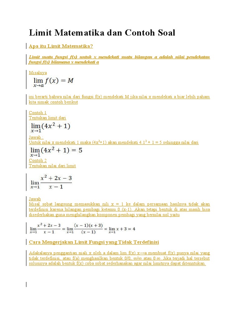 Limit Matematika Dan Contoh Soal | PDF