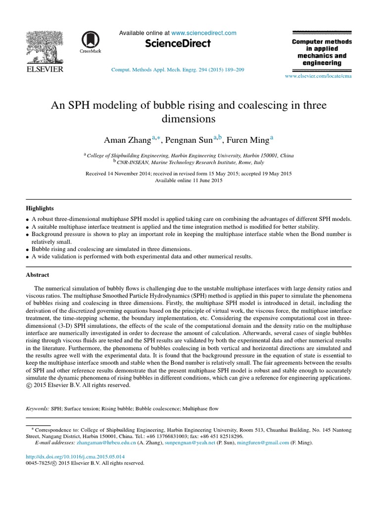 An SPH Modeling of Bubble Rising and Coalescing in Three Dimensions | PDF | Viscosity ...