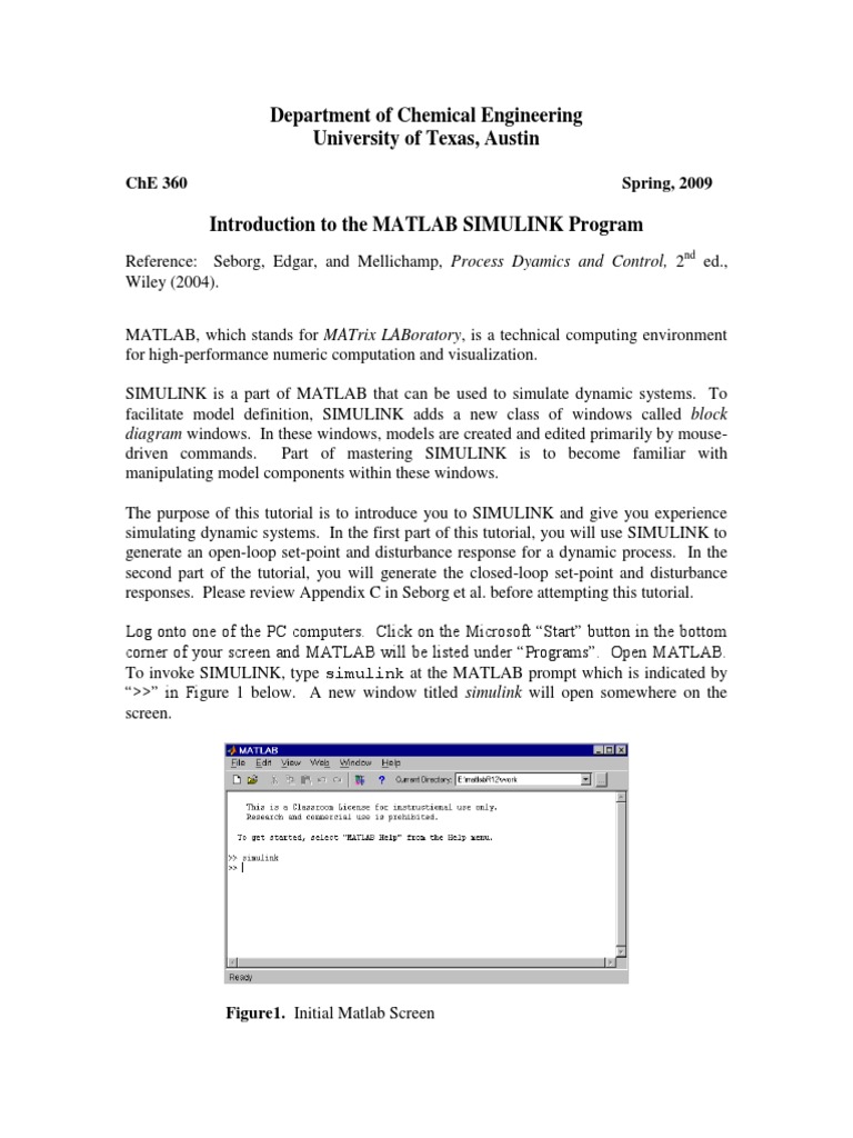 Simulink Handout | PDF | Control Theory | Matlab Simulink Handout | PDF | Control Theory | Matlab