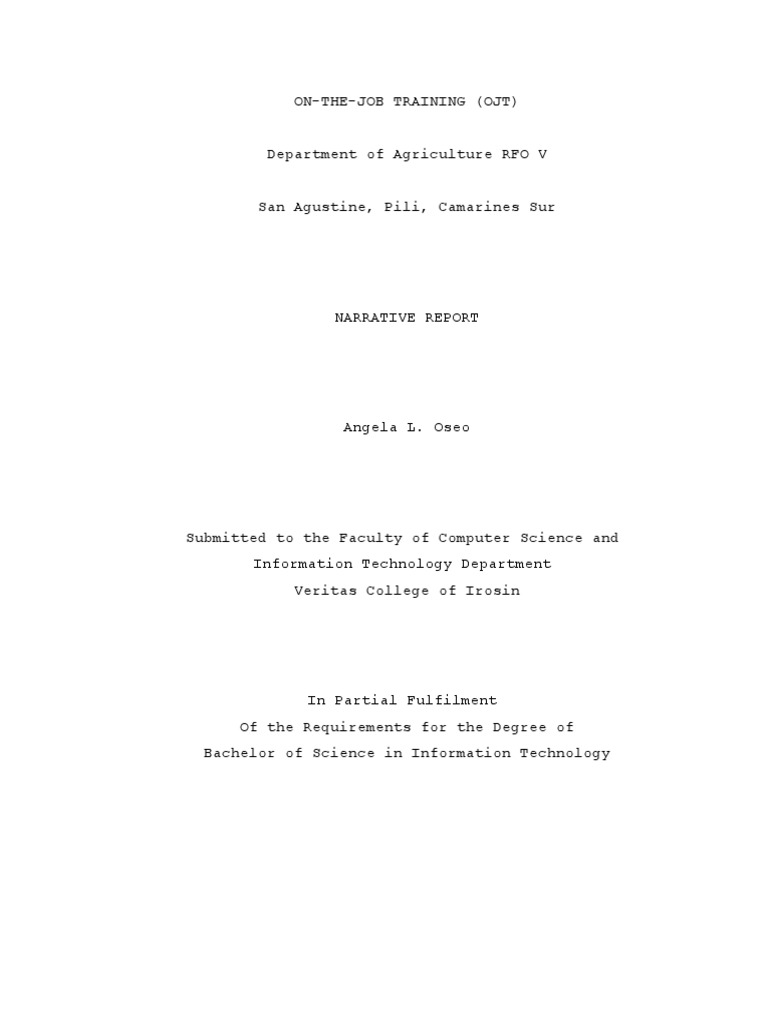 Ojt Narrative Report Oseo | PDF | Agriculture