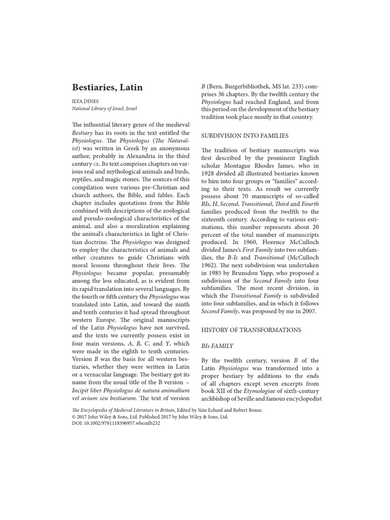 Medieval Latin Bestiaries | PDF | Medieval Literature