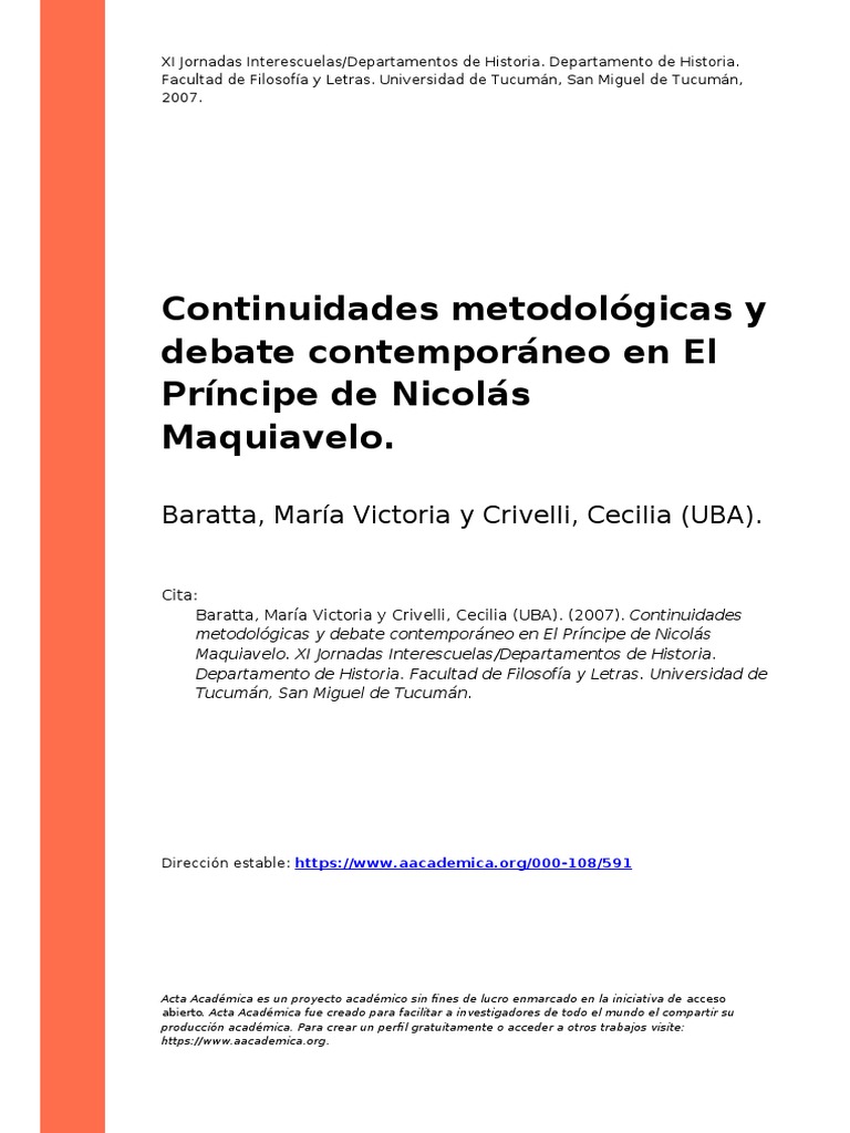 Baratta, María Victoria y Crivelli (... ) (2007) - Continuidades Metodológicas y Debate ...