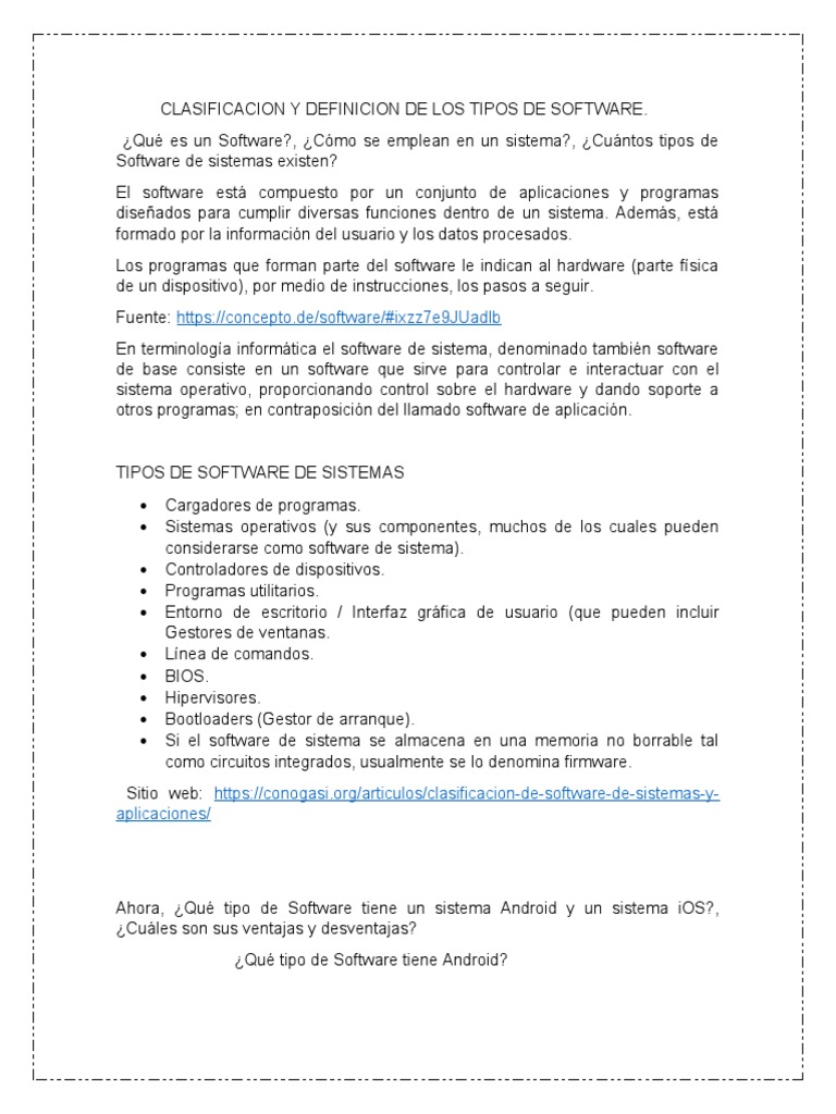 Tipos de Software y Comparativa Android-iOS | PDF | Ios | Android ...