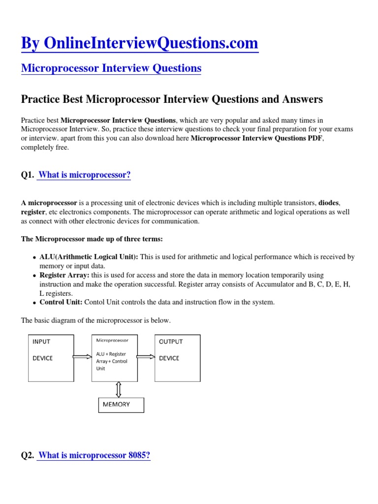 Microprocessor Interview Questions | Download Free PDF | Central Processing Unit | Computer Data ...