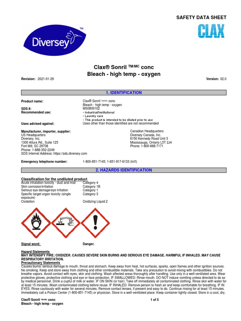 Sds Clax Sonril | PDF | Personal Protective Equipment | Waste
