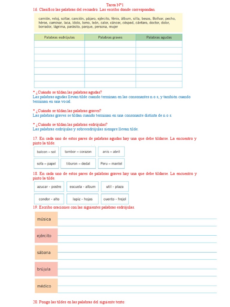 Como Se Tildan Las Palabras Agudas | PDF