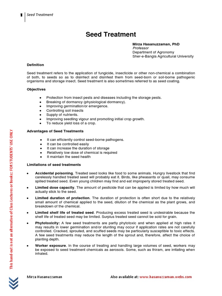 Seed Treatment | PDF | Seed | Pest (Organism)