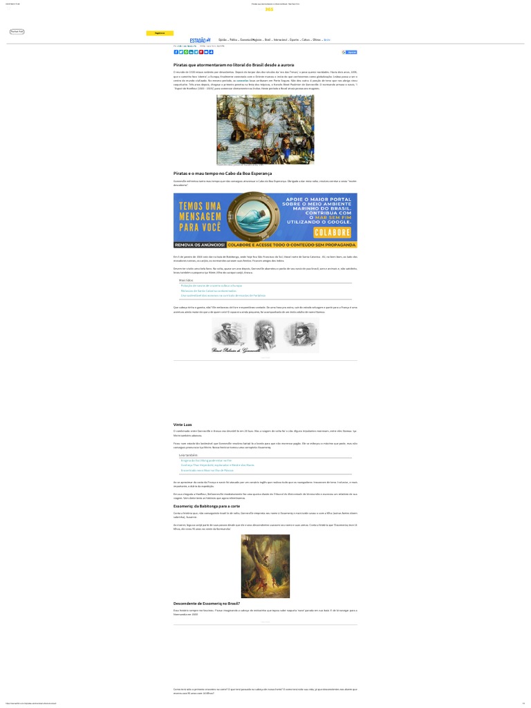 Piratas Que Atormentaram No Litoral Do Brasil - Mar Sem Fim | PDF | Pirataria | Brasil