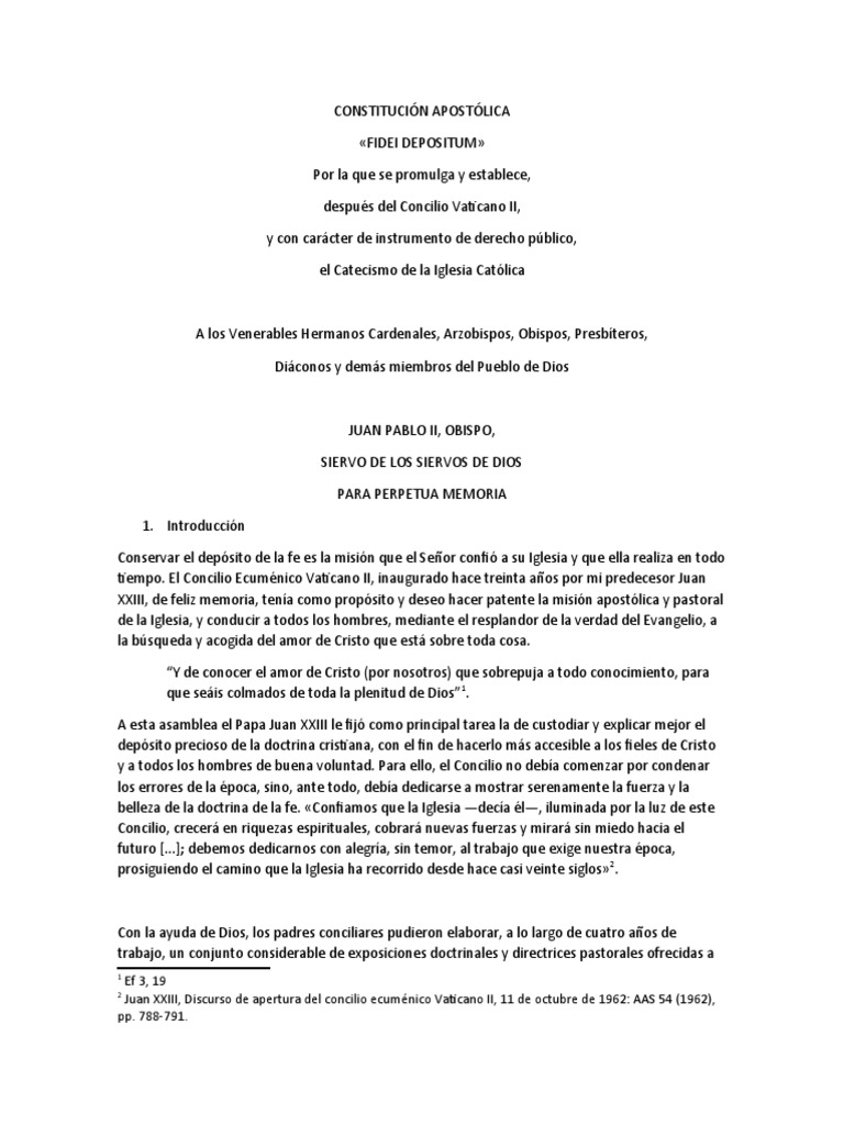 IV. FIDEI DEPOSITUM | PDF | Iglesia Católica | Concilio Vaticano II