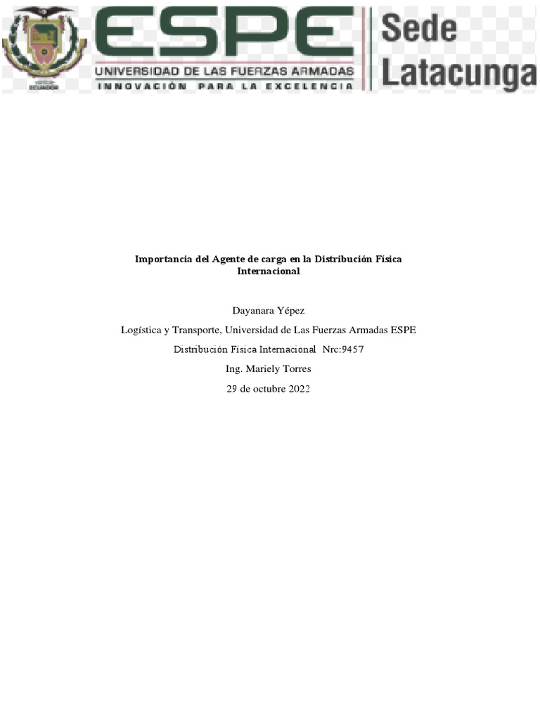 Tarea N 2 Tarea Importancia Del Agente de Carga en La Distribución ... Tarea N 2 Tarea Importancia Del Agente de Carga en La Distribución ...