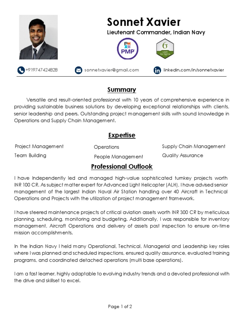 RESUME - Sonnet Xavier - Project Manager | PDF | Project Management ...