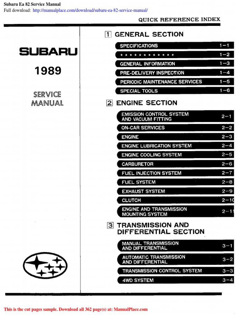 Subaru EA82 Service Manual Download | PDF