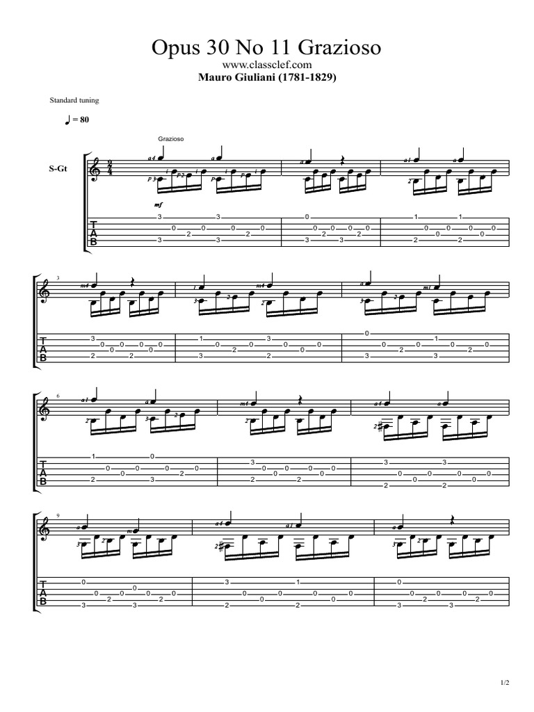 Opus 30 No 11 Grazioso by Mauro Giuliani | PDF