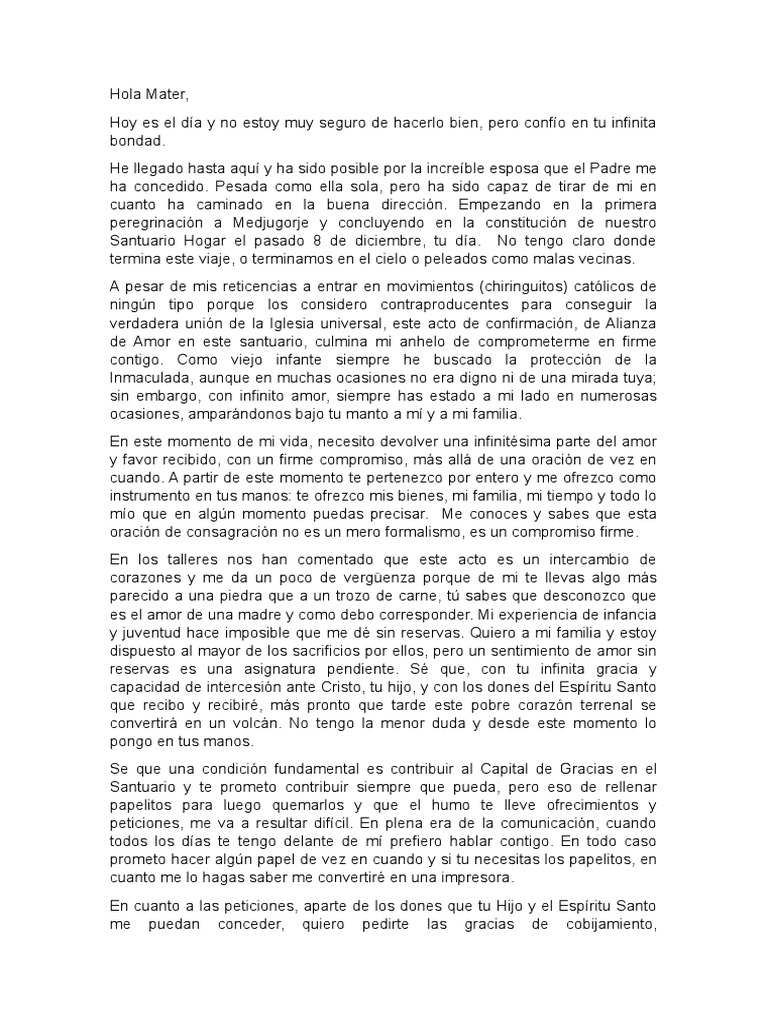 Carta A Maria Inmaculada | PDF | Amor | Oración