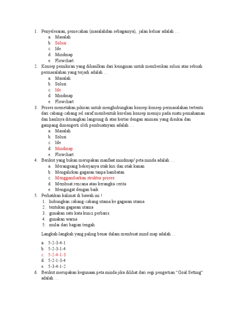 Soal Ulangan Mind Map | PDF | Metode & Bahan Ajar | Seni