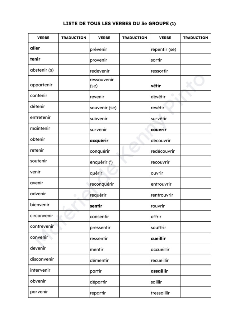 Liste de Tous Les Verbes Du 3e Groupe | PDF | Arts du langage et discipline