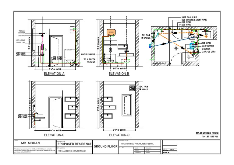 Master Bathroom Plumbing Layout | PDF | Plumbing | Civil Engineering