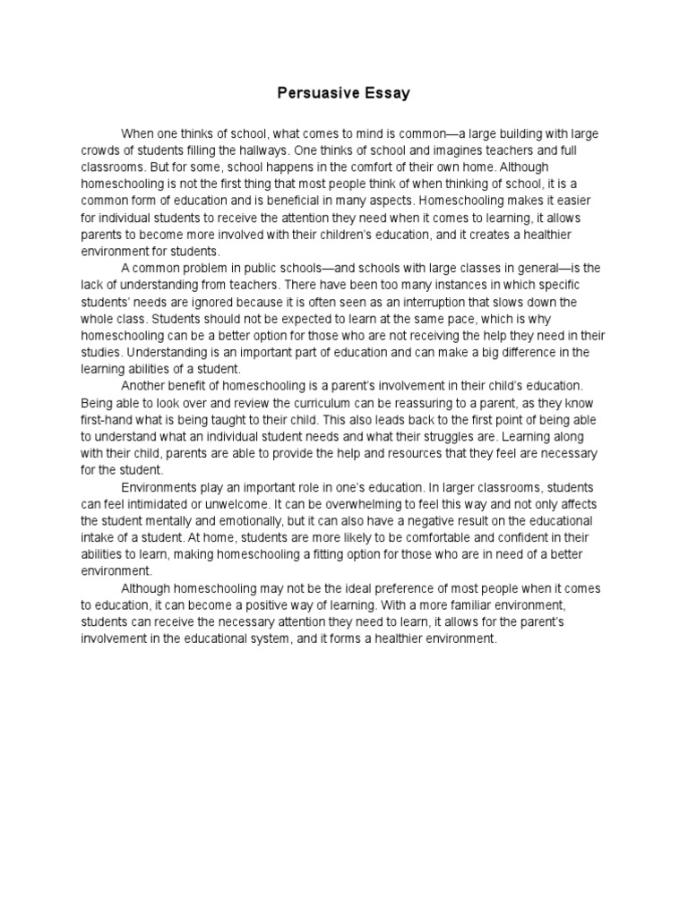 Persuasive Essay | Download Free PDF | Homeschooling | Teachers